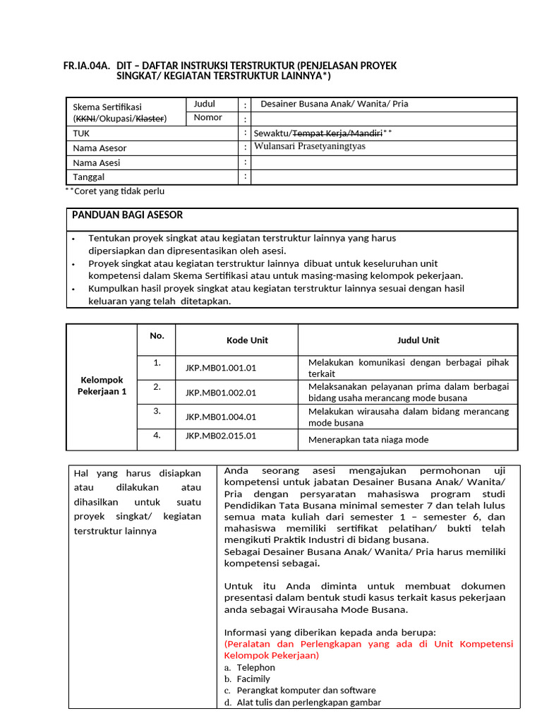 a.FR - IA.04A. Penjelasan Singkat Proyek CONTOH | PDF