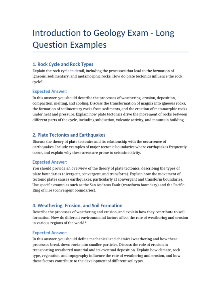 Geology Exam Memo: Key Topics | PDF | Rock (Geology) | Geology