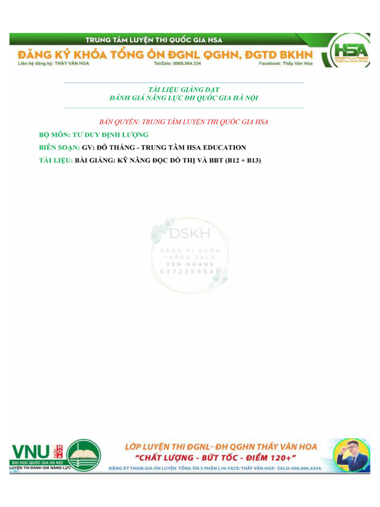 Hsa. Toán Đại 12. b12 + b13 - Lt (File Cách) - Kỹ Năng Đọc Đồ Thị Và Bbt | PDF