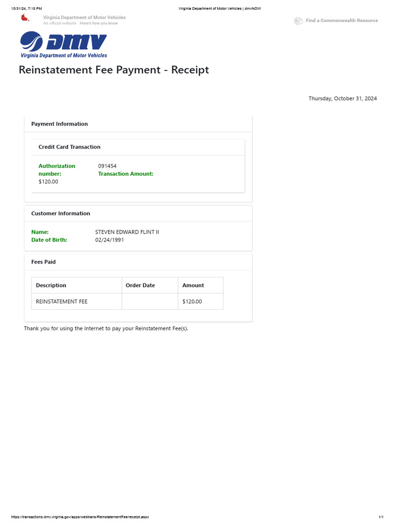 Virginia Department of Motor Vehicles - dmvNOW | PDF