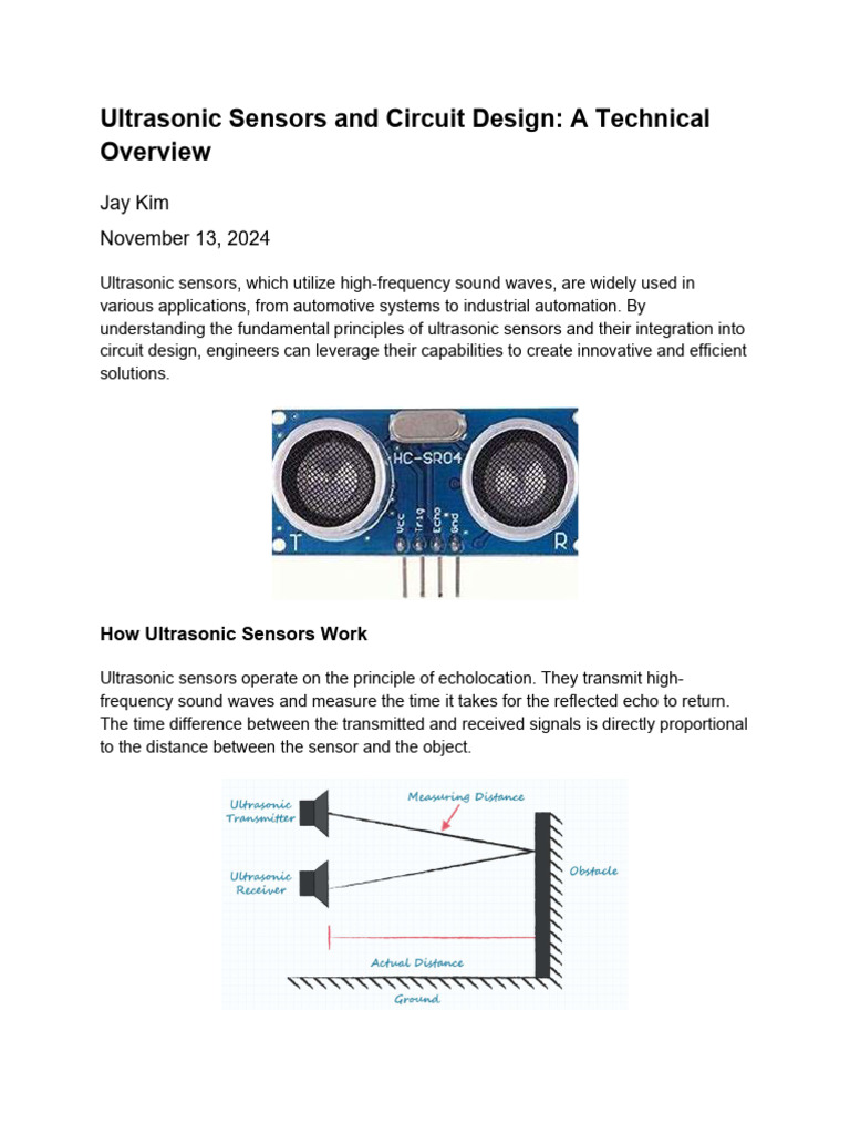 Ultrasonic Sensors and Circuit Design | PDF | Ultrasound | Sensor