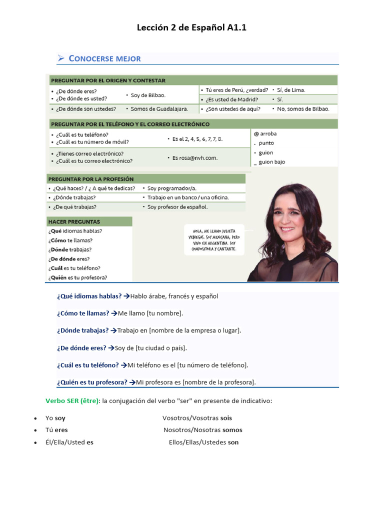 Lección 2: Conociéndose en Español A1.1 | PDF | Idiomas | Estudios de ...