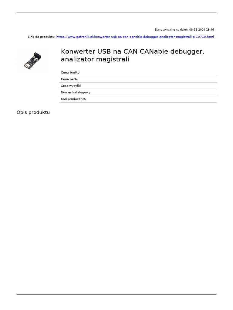 Konwerter Usb Na Can Canable Debugger Analizator Magistrali | PDF Konwerter Usb Na Can Canable Debugger Analizator Magistrali | PDF