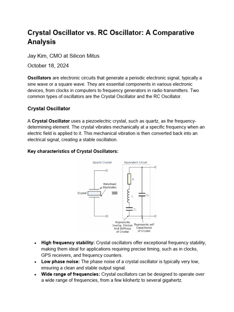 Crystal Oscillator Vs RC Oscillator | PDF | Electronic Oscillator ...