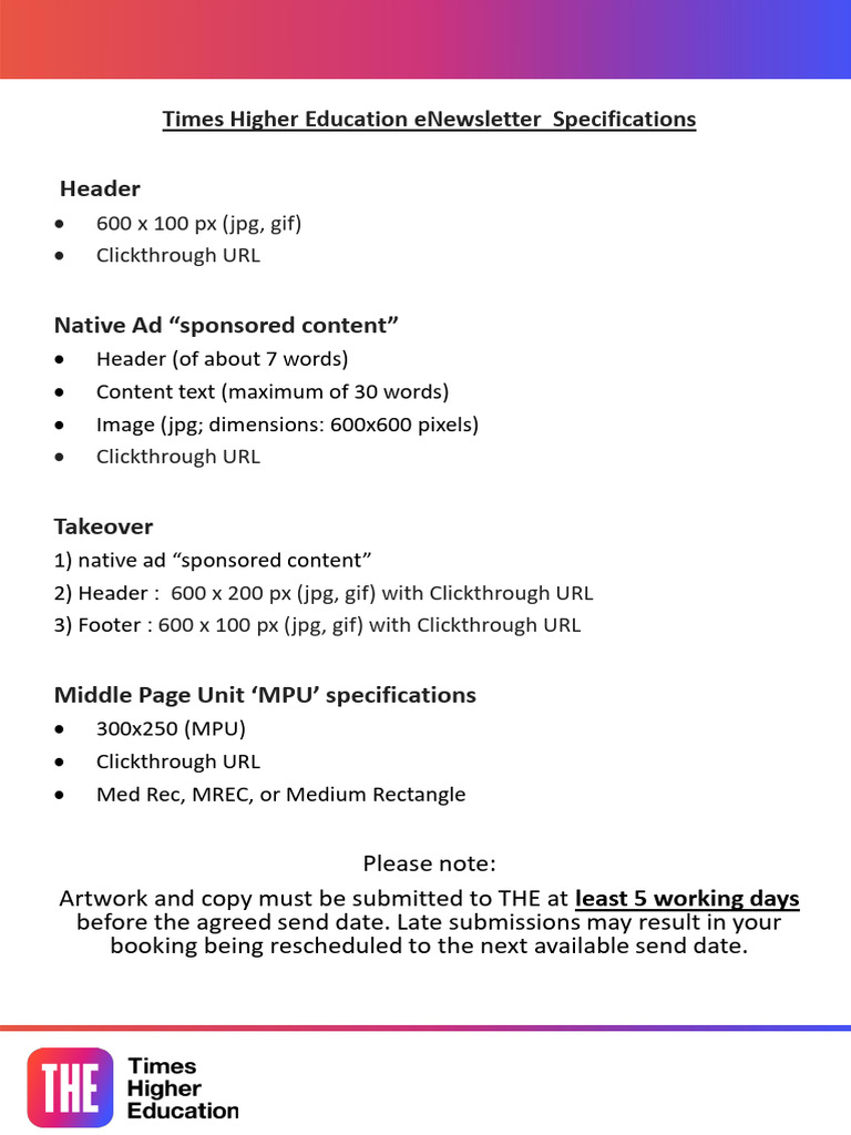 Newsletter Specs With Examples | PDF