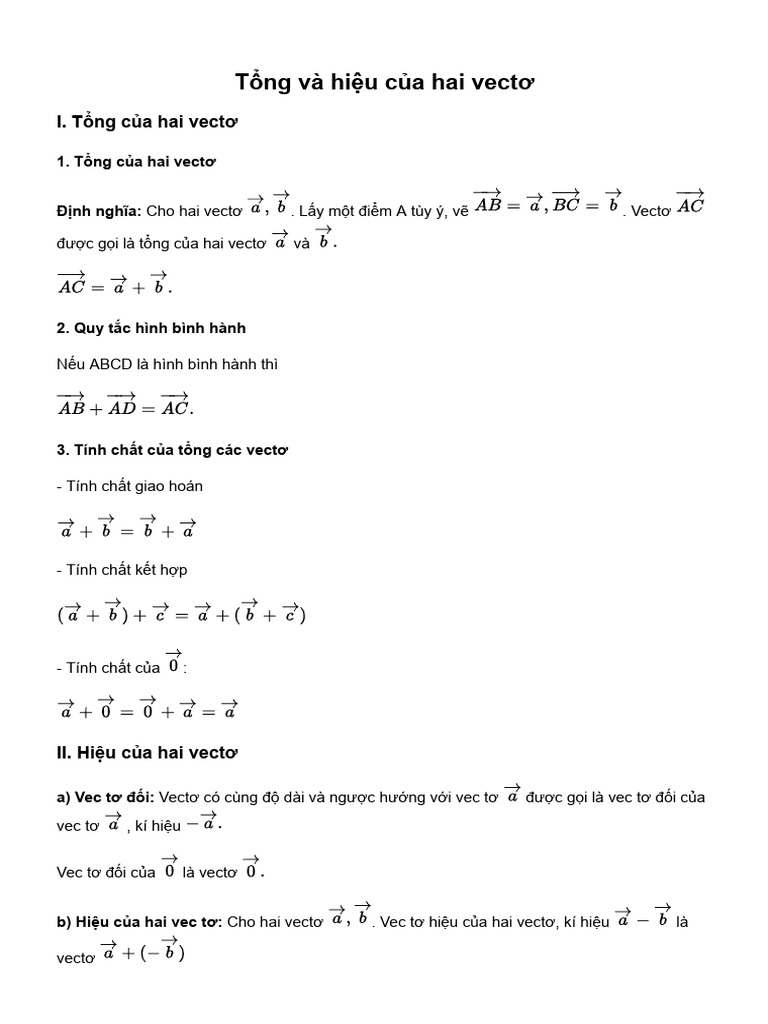 Tong Va Hieu Cua Hai Vecto | PDF