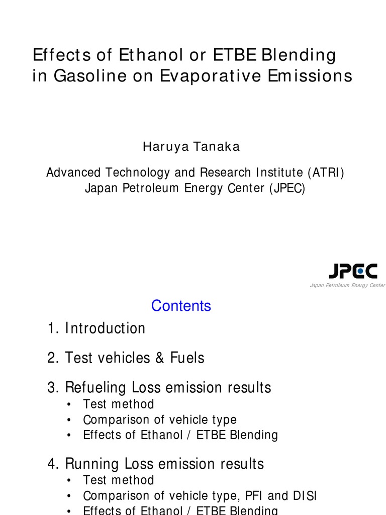 Effects of Ethanol or ETBE Blending in Gasoline On Evaporative ...