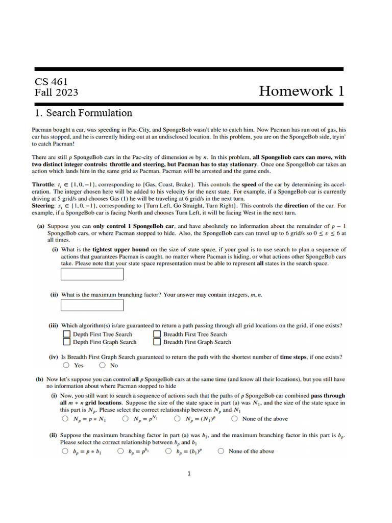 cs461 hw1 | PDF | Applied Mathematics | Theoretical Computer Science