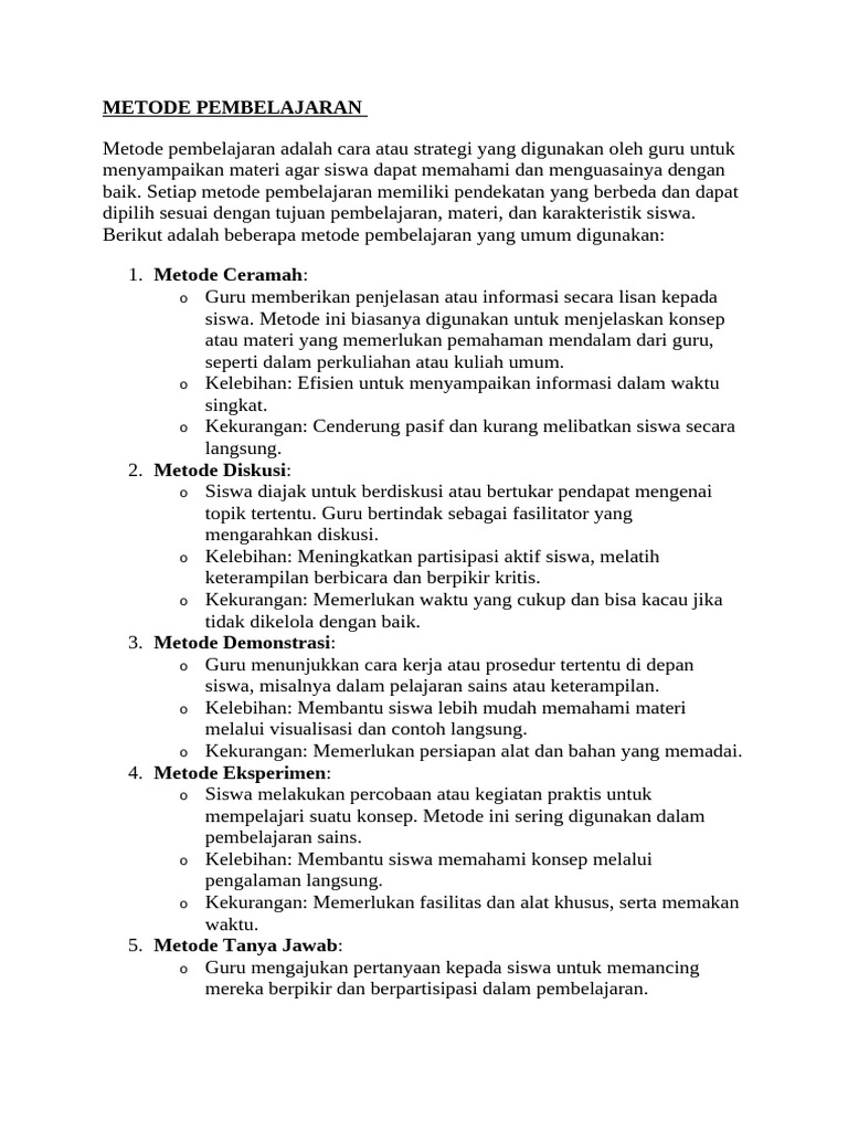 Metode Pembelajaran | PDF