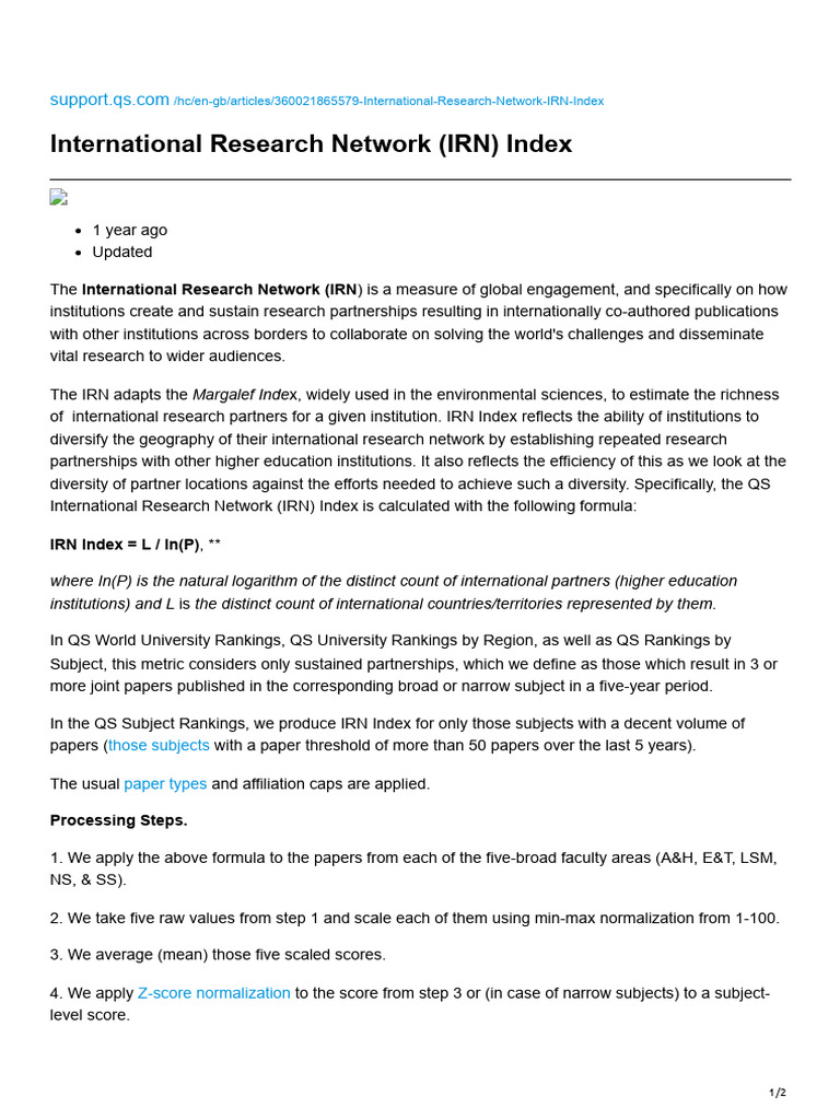 IRN Index: Global Research Partnerships | PDF | Standard Score