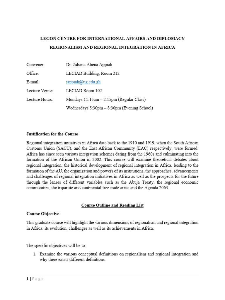Regional Integration in Africa: A Course Guide | PDF | Pan Africanism ...