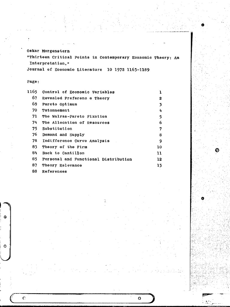 Thirteen Critical Points in Contemporary Economic Theory - An ...