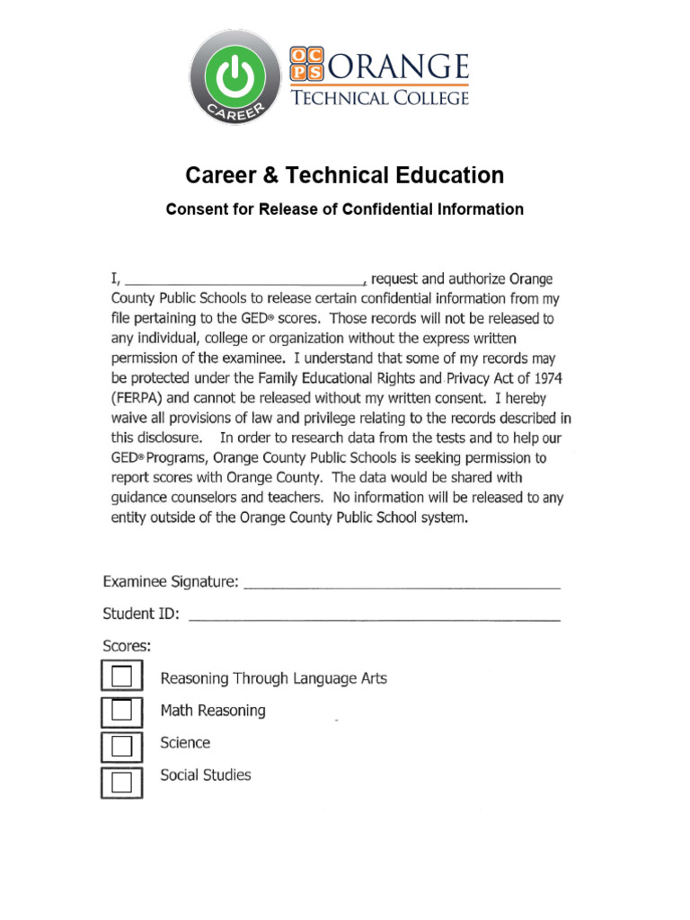 Ged Consent Form | PDF