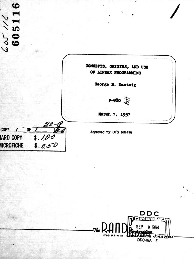 Concepts, Origins, and Uses of Linear Programming - 1957 | PDF | Linear ...