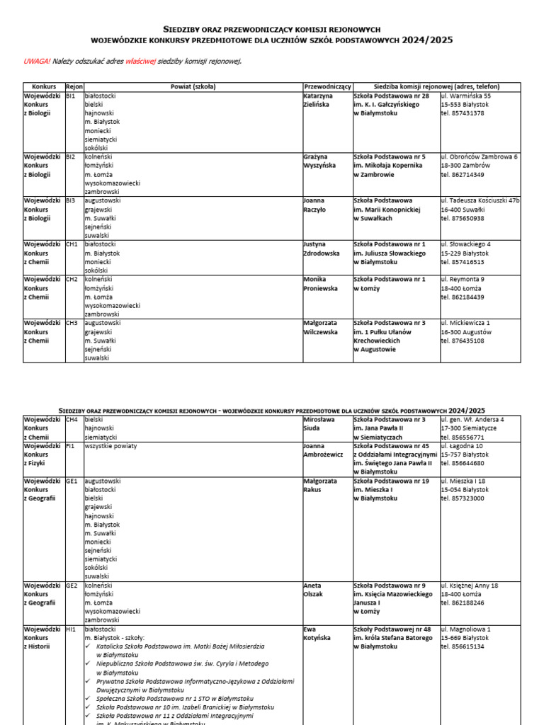 Siedziby Rej - 2024 2025 | PDF