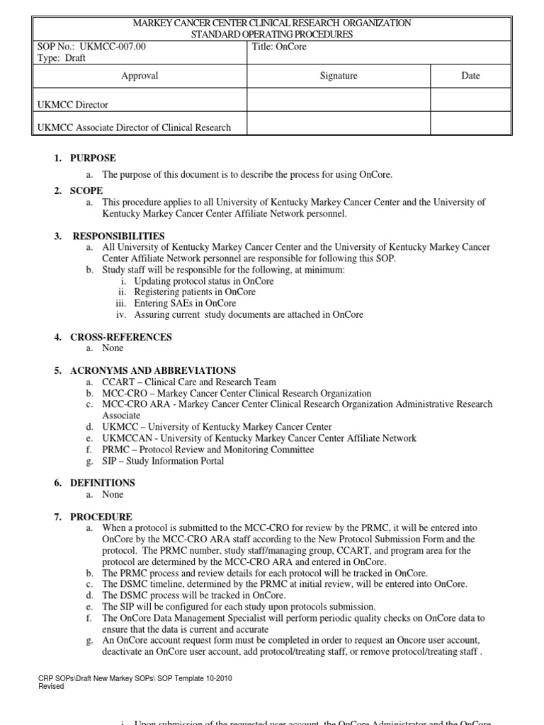 On Core Sop | Clinical Trial | Session Initiation Protocol