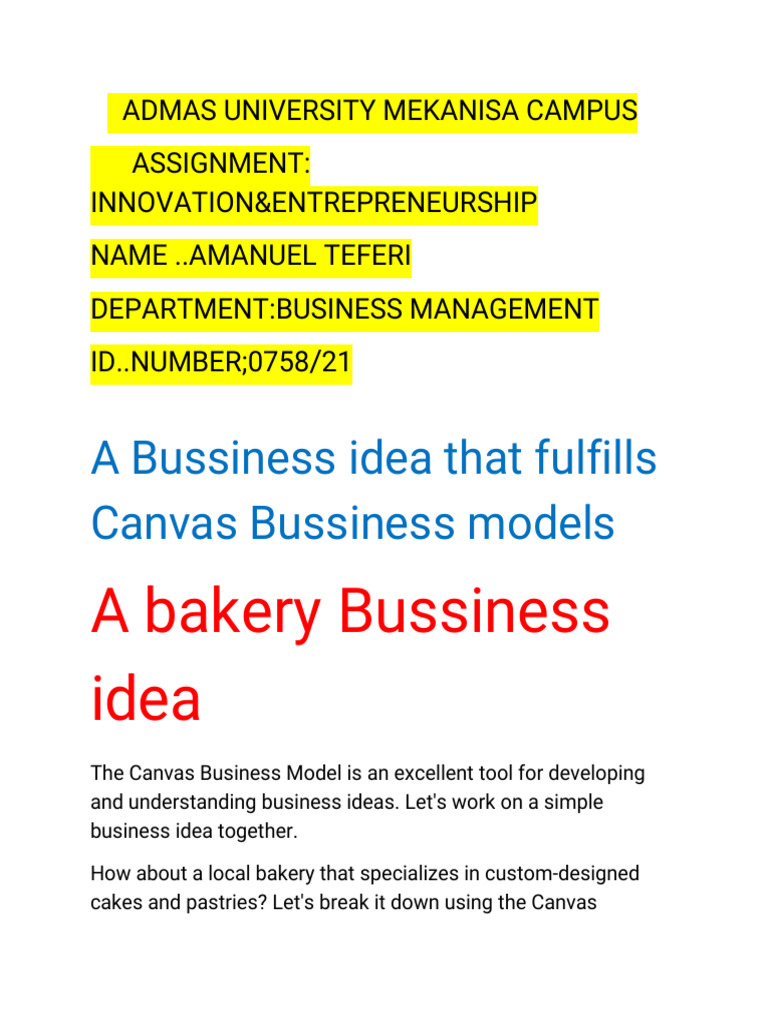 Admas University Innovation Assigment | PDF