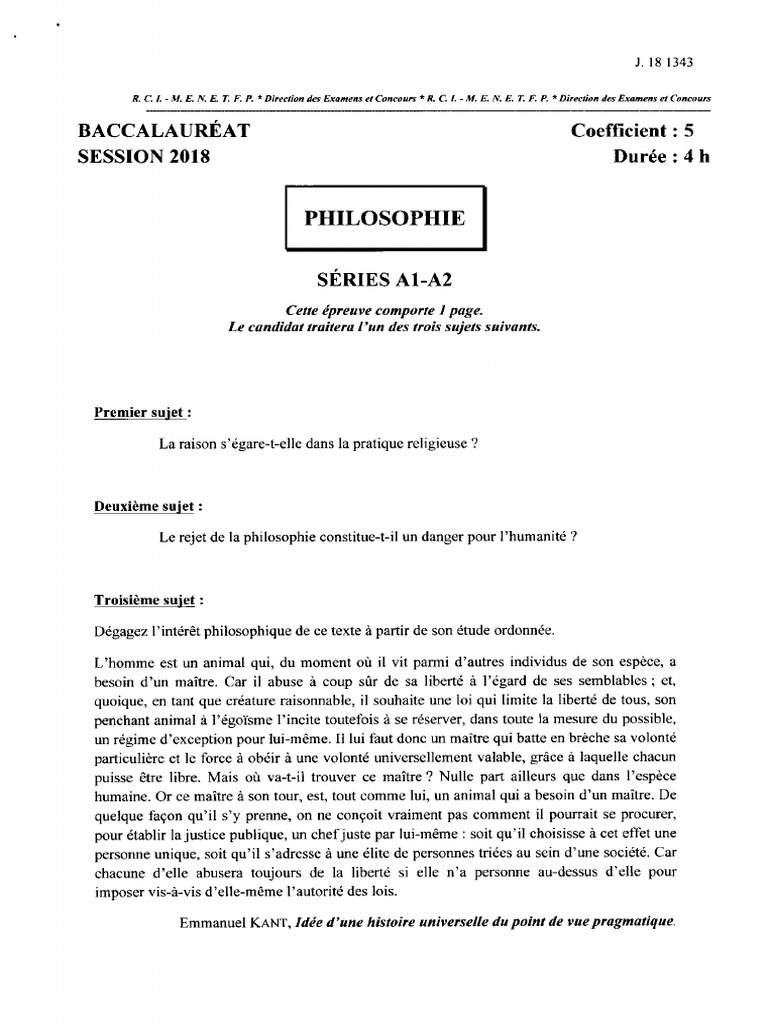 Sujet 2018 | PDF