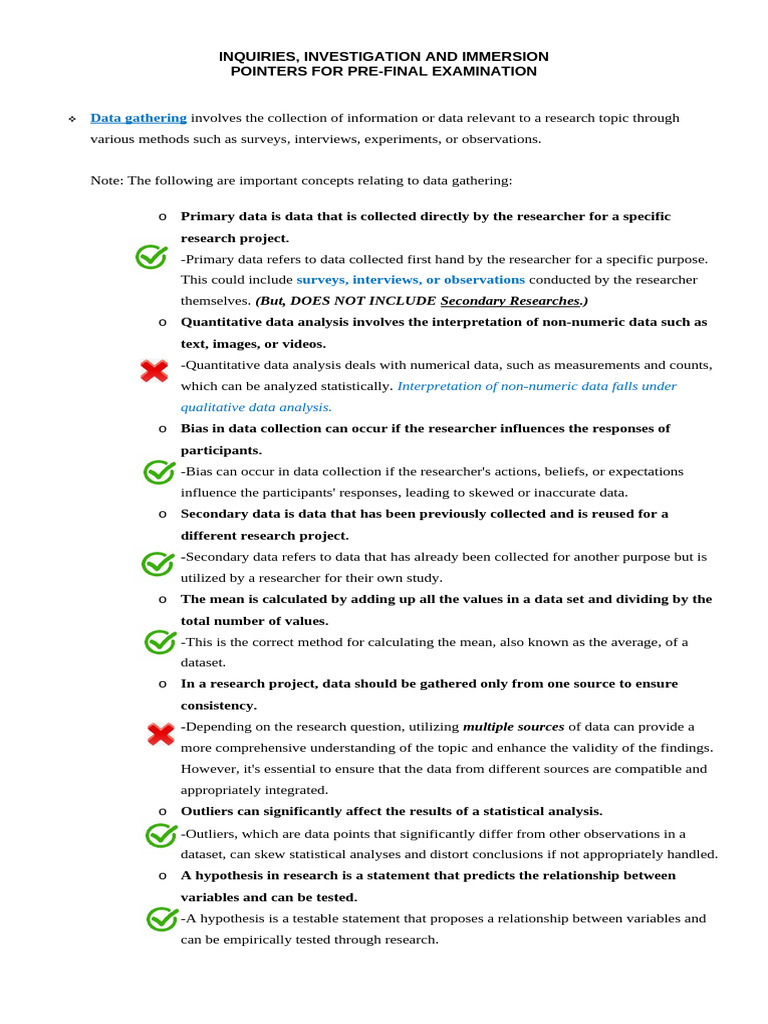3is POINTERS Prefinal Exam | PDF | Data | Data Analysis