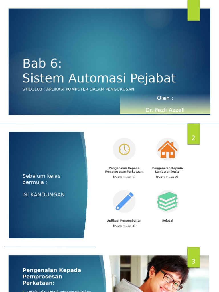 Slide - Ja221 - Bab - 6 Sistem Automasi Pejabat - Pemprosesan Perkataan | PDF | Icon (Computing ...