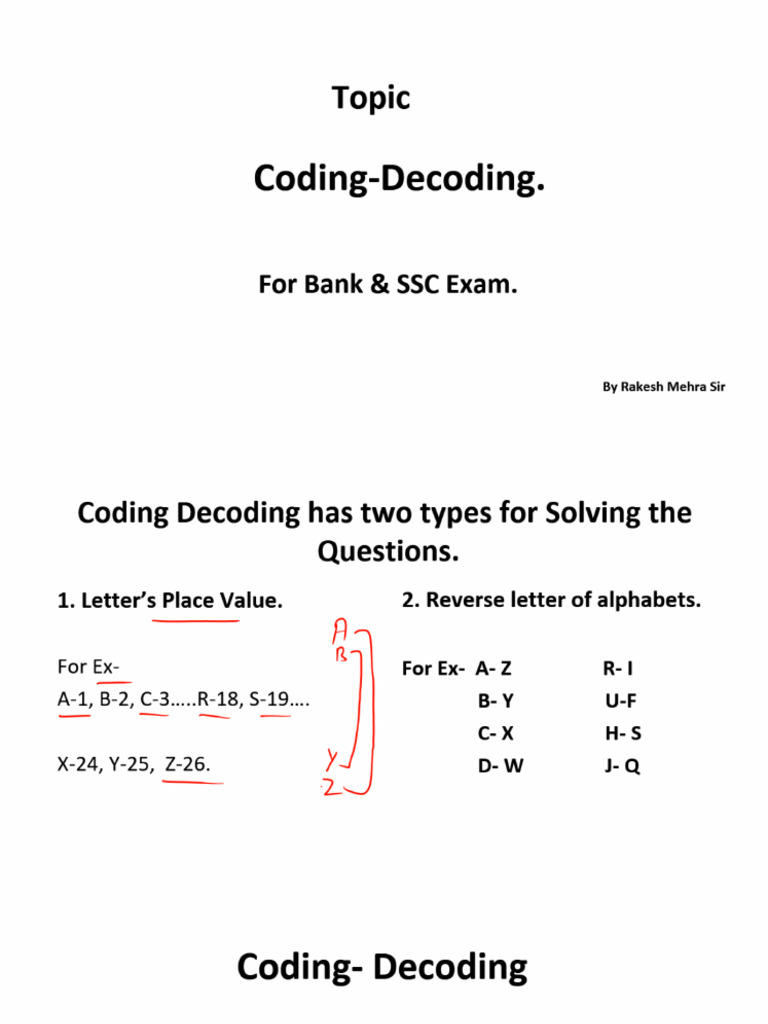 Coding Decoding With Solutions (12 Nov 2024) | PDF