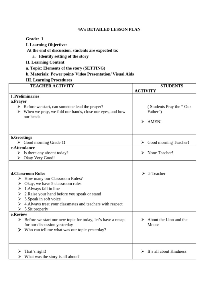 Detailed Lesson Plan Group 1 | PDF | Lesson Plan