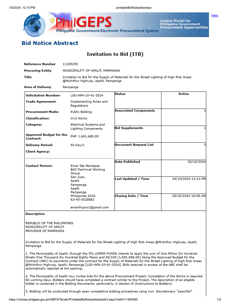 Print Able Bid Notice Abstract | PDF