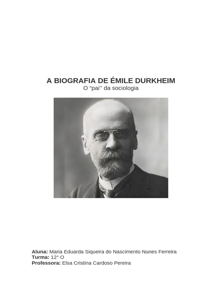 Biografia de Émile Durkheim | PDF | Sociologia | Émile Durkheim