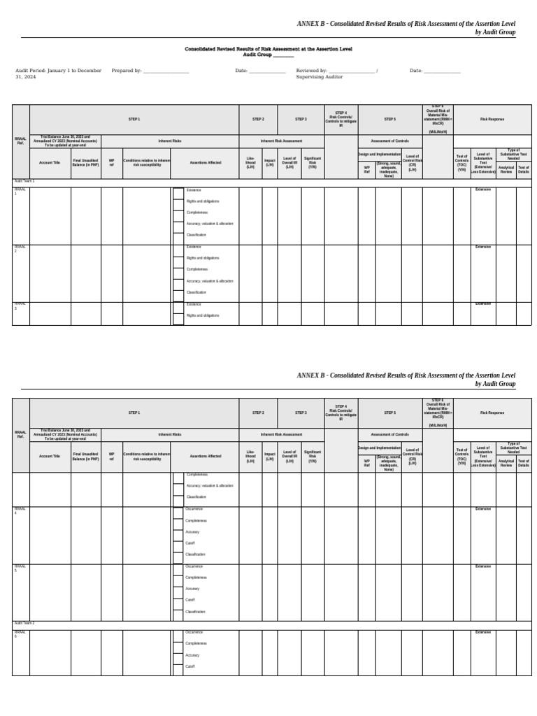 Consolidated Revised Results of Risk Assessment at The Assertion Level ...