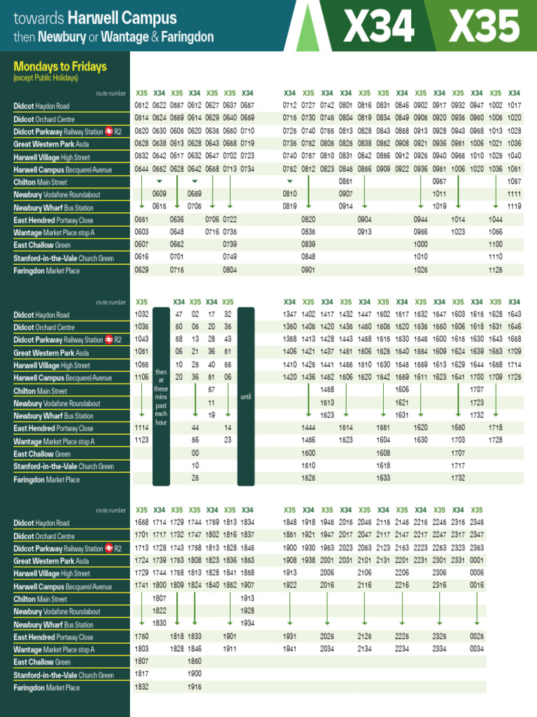 X34 Timetable 20231029 07660a7c | PDF | Bus Transport | Transport