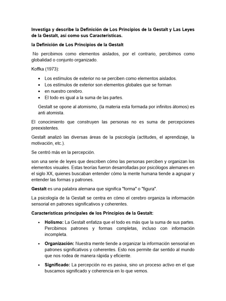 Principios y Leyes de la Gestalt | PDF | Percepción | Sicología