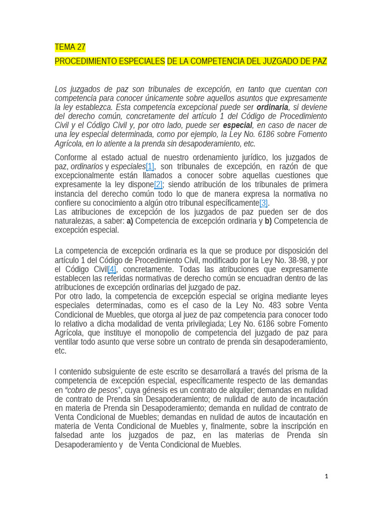 TEMA 27 Procedimiento Especial | PDF | Desalojo | Posesión (Ley)