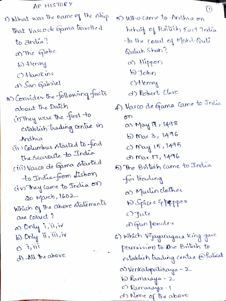 AP HISTORY QUESTIONS | PDF