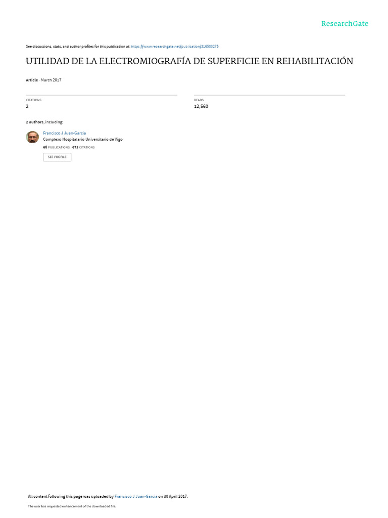 Utilidad de La Electromiografía de Superficie en Rehabilitación | PDF | Electromiografia ...