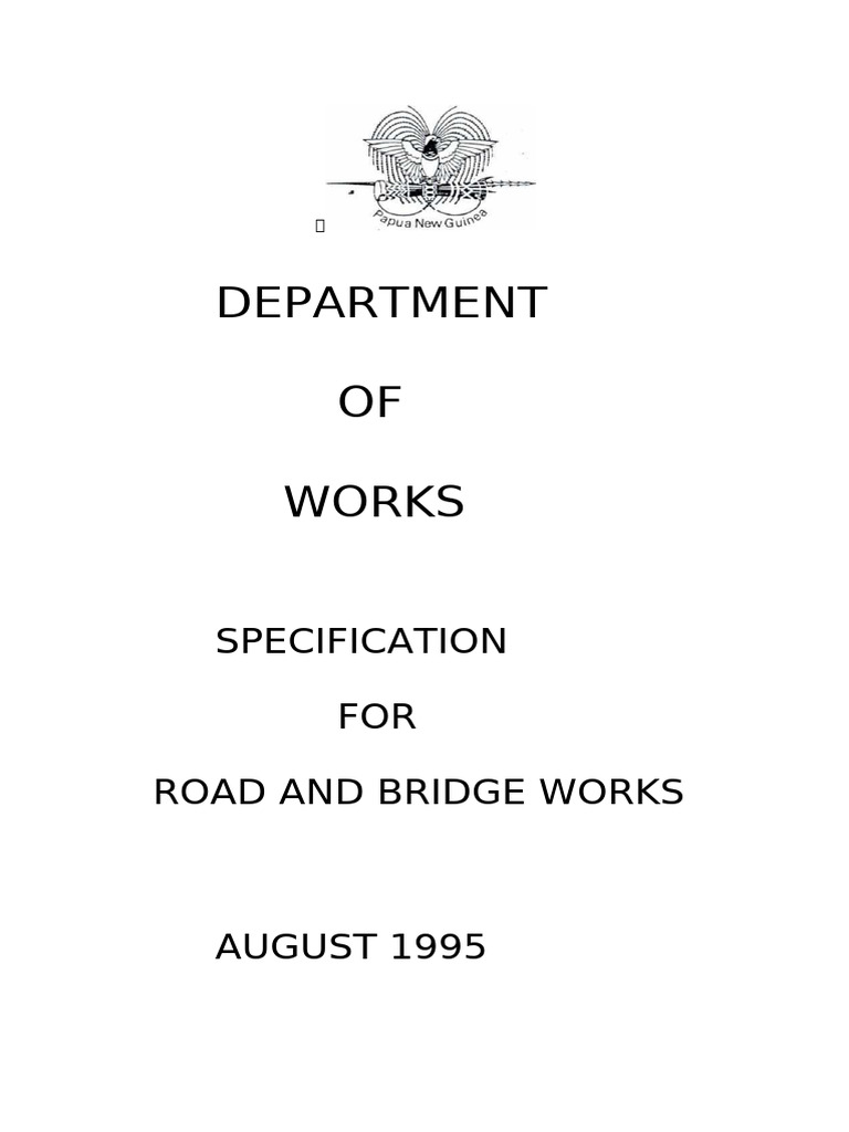 Road and Bridge Works Specification 1995 | PDF | Specification ...