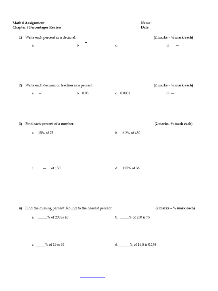 Chapter 3 - Percentages | PDF | Percentage
