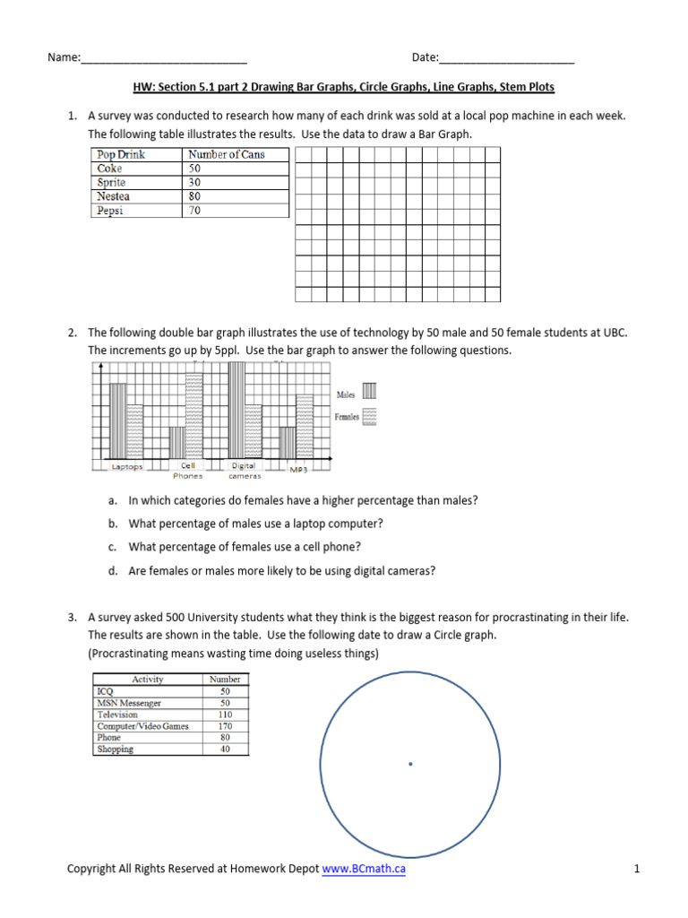 Chapter 5 - Graphs (Double Bar, Frequency Tables, Stem Plots | PDF ...