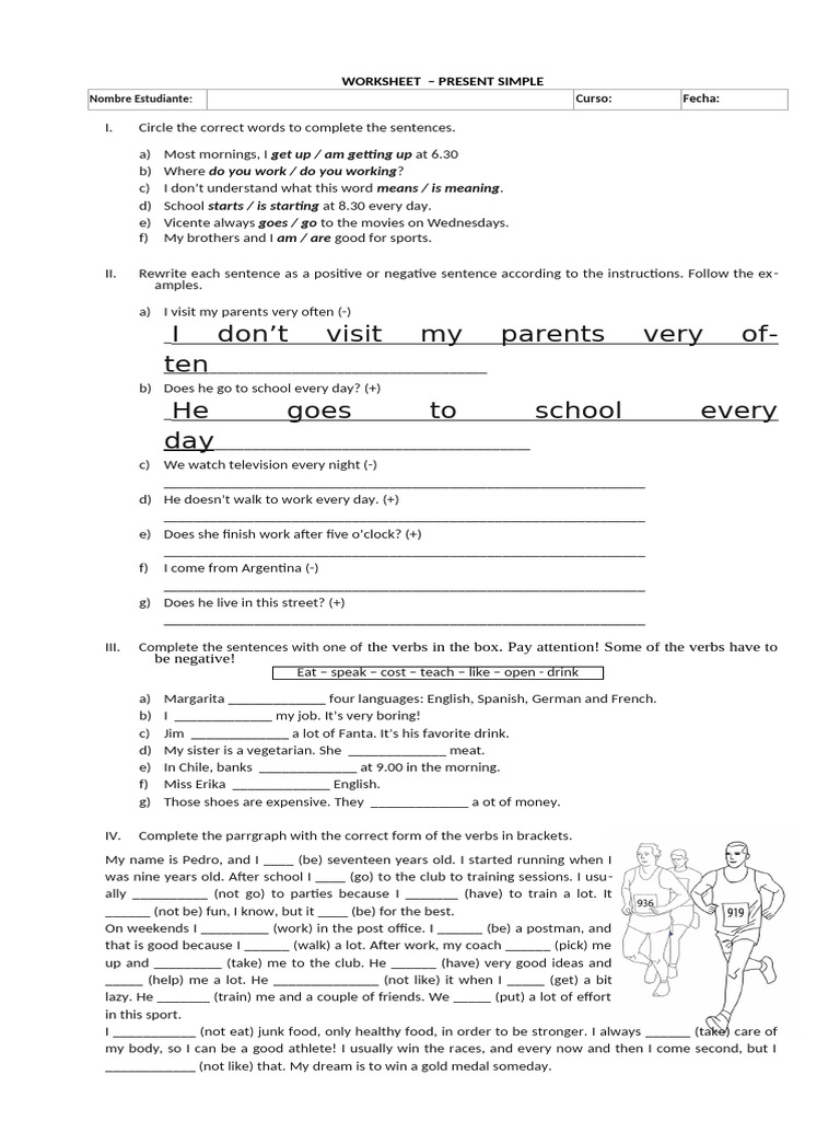 Worksheet Present Simple Only | PDF