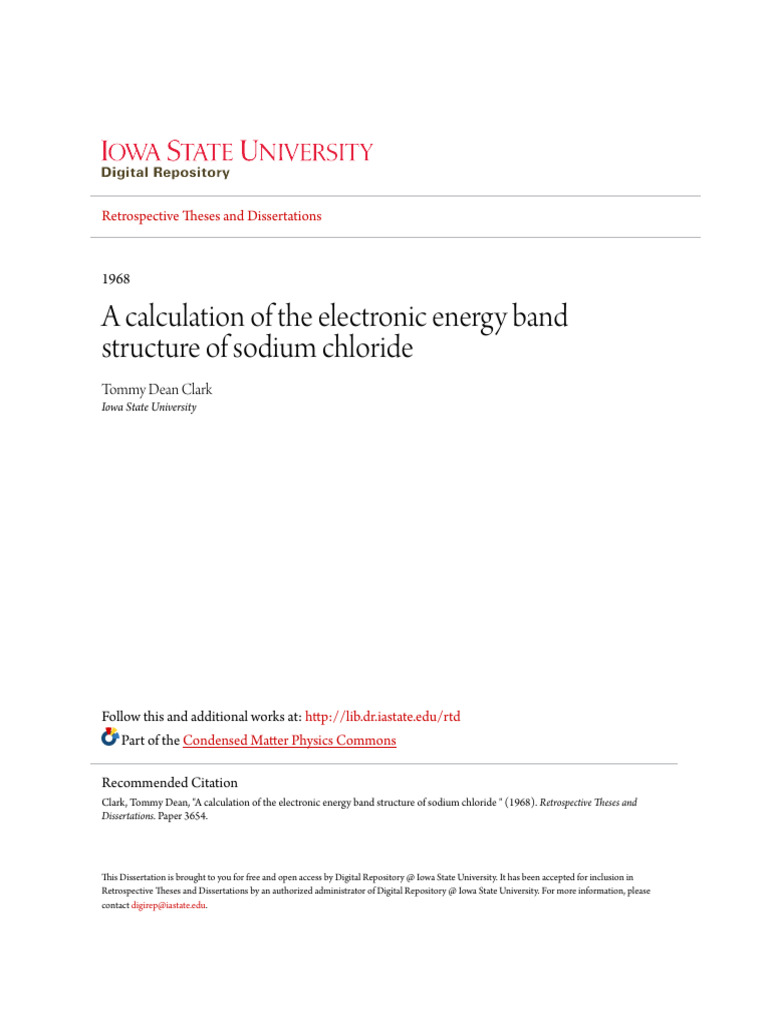 A Calculation of The Electronic Energy Band Structure of Sodium Chloride | PDF | Hartree–Fock ...