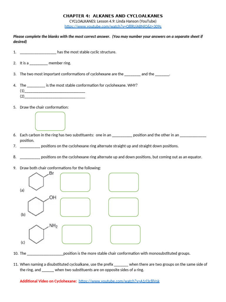 OC CHAPTER 4 Assignment (Cyclohexane) | PDF