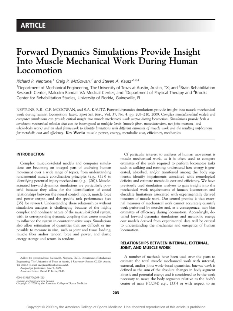 Forward Dynamics Simulation | PDF | Human Leg | Musculoskeletal System