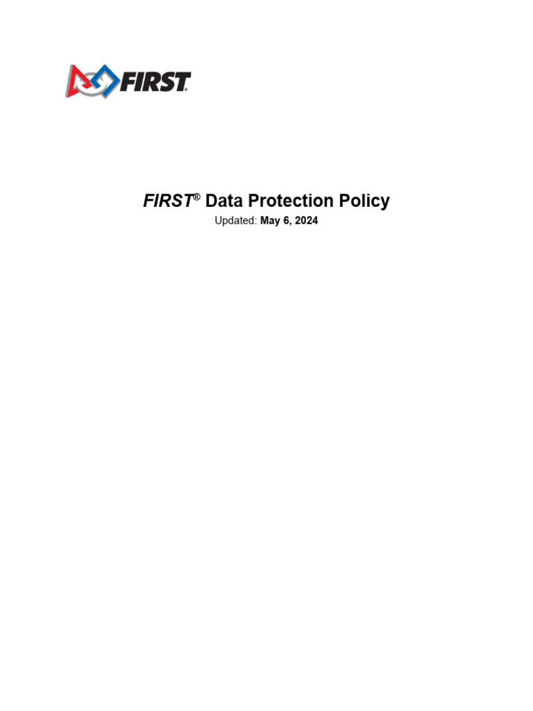 FIRST Data Protection Policy 2024 | PDF | Privacy | Information Privacy