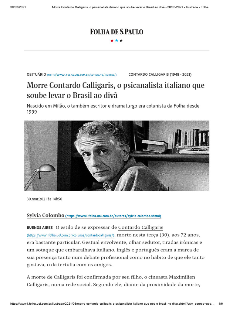 Contardo Calligaris: Legado e Morte | PDF | Jacques Lacan | São Paulo