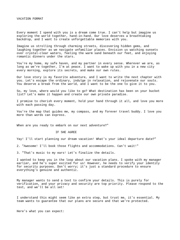 Vacation Format | PDF | Self-Improvement