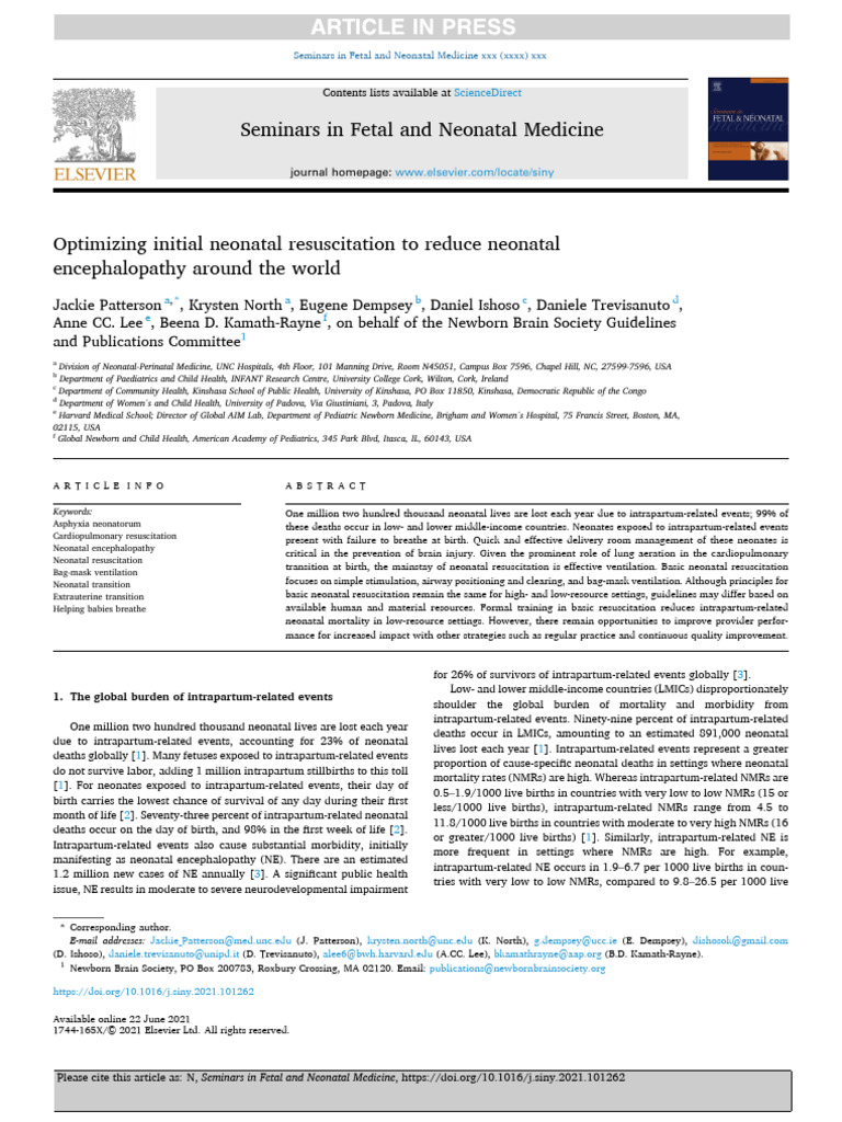Optimizing Initial Neonatal Resuscitation To Reduce Neonatal ... Optimizing Initial Neonatal Resuscitation To Reduce Neonatal ...