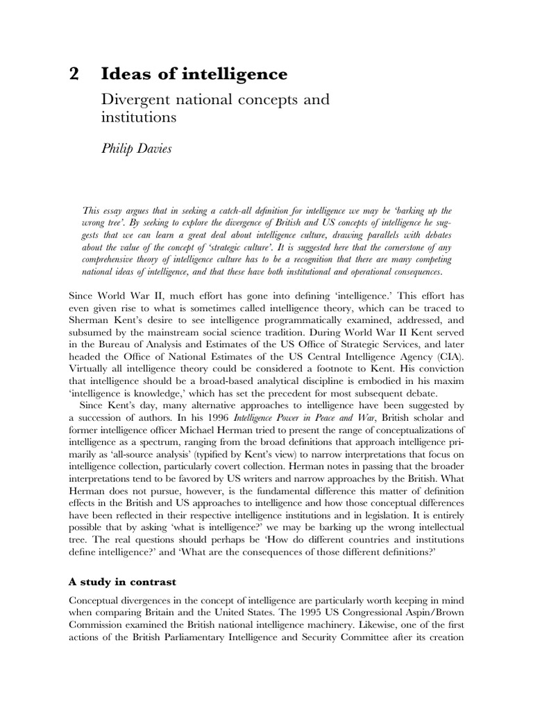 Divergent Intelligence Concepts: UK vs US | PDF | Mi5