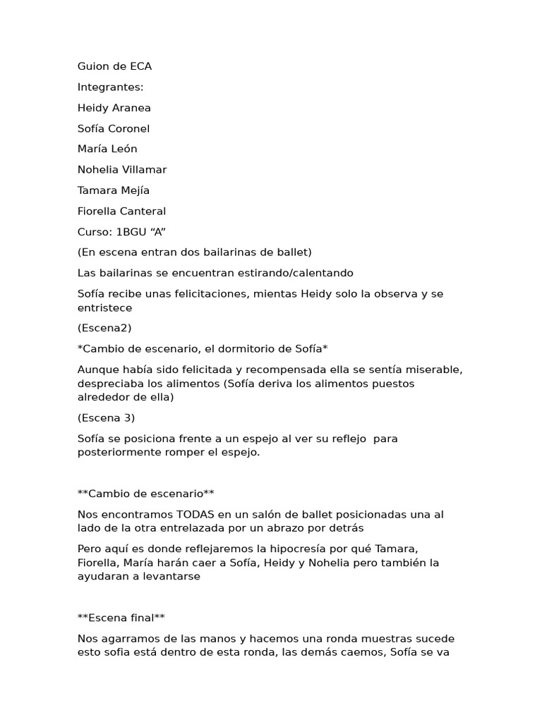 Guion de ECA: Ballet y Superación | PDF
