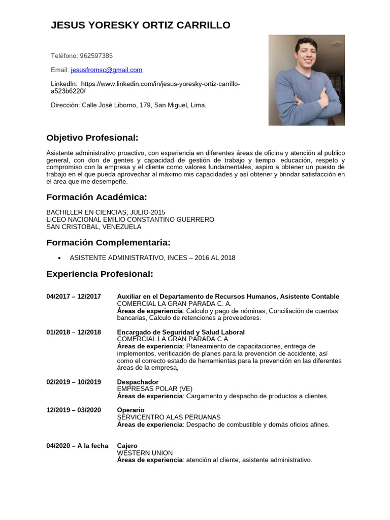Jesus Yoresky Ortiz Carrillo Curriculum | PDF | Negocios