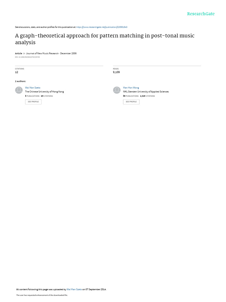 A Graph-Theoretical Approach For Pattern Matching | PDF | Vertex (Graph Theory) | Graph Theory