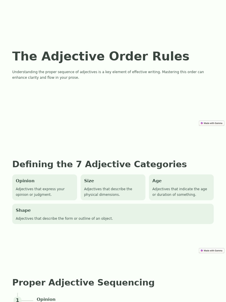 Mastering Adjective Order Rules | PDF | Career & Growth